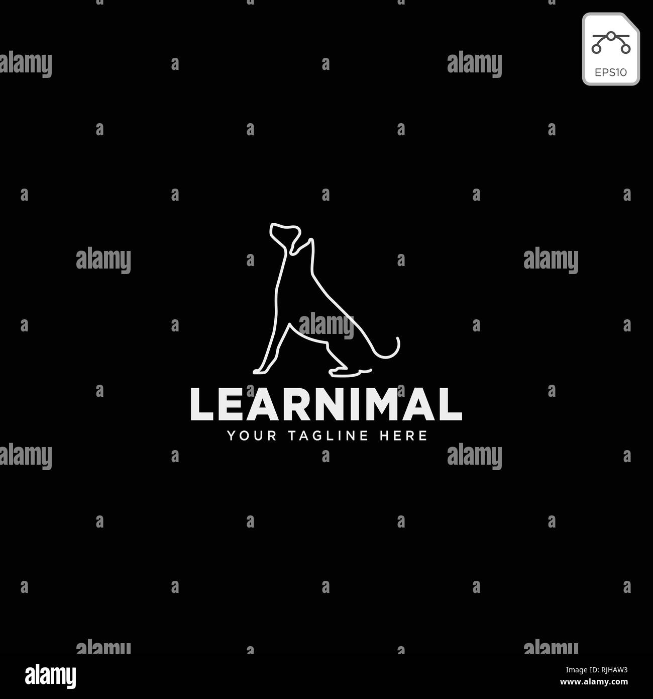 dog pet animal line art style logo template vector icon element ...
