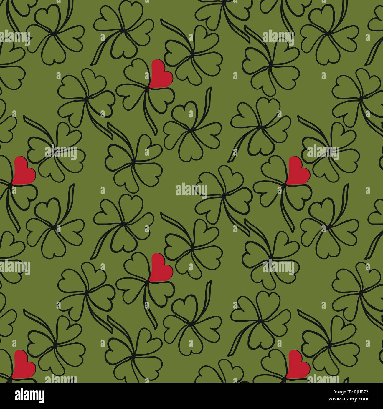 Clover vector pattern in a green and red color palette Stock Vector ...