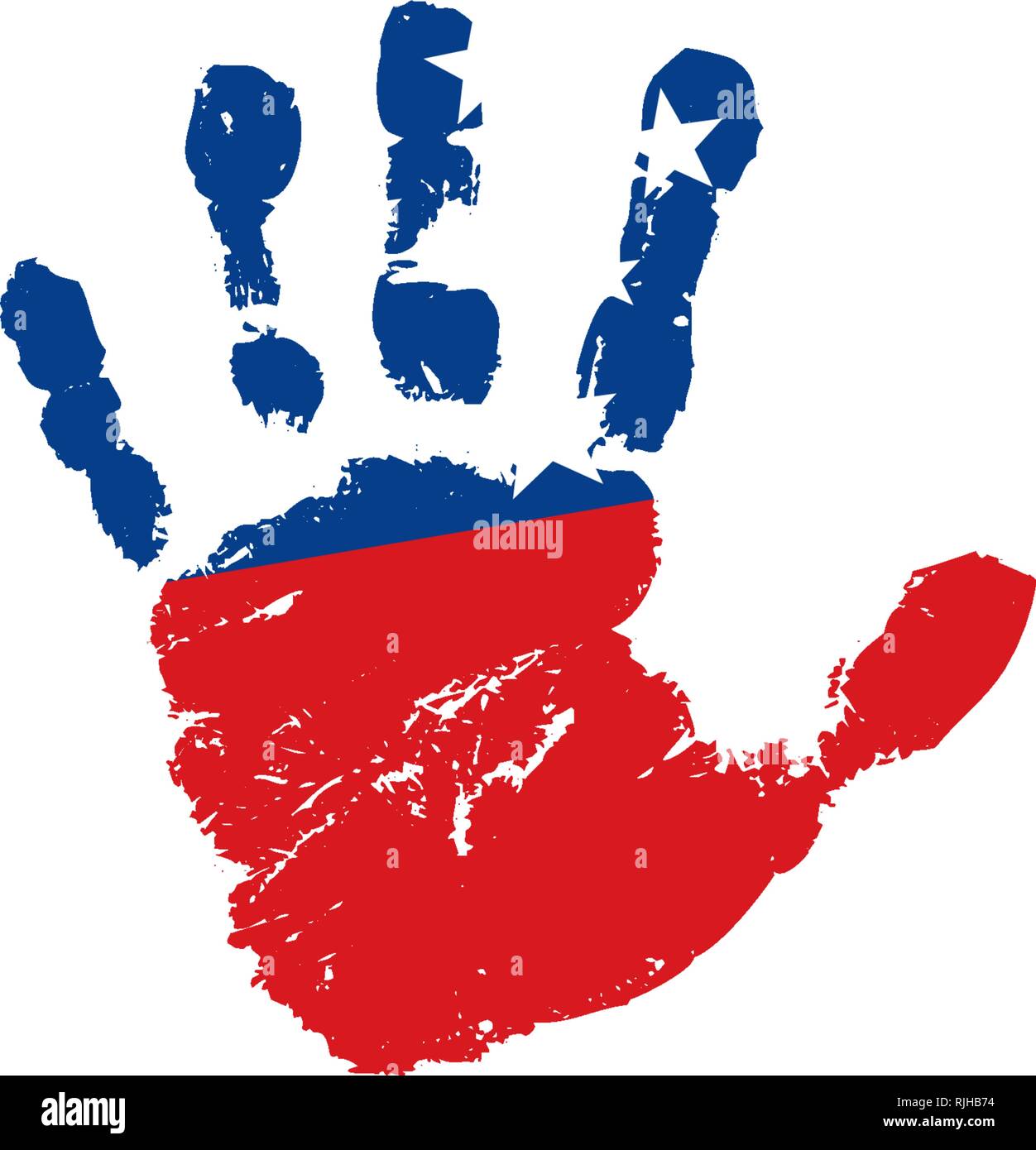 Samoa flag and hand on white background. Vector illustration Stock ...