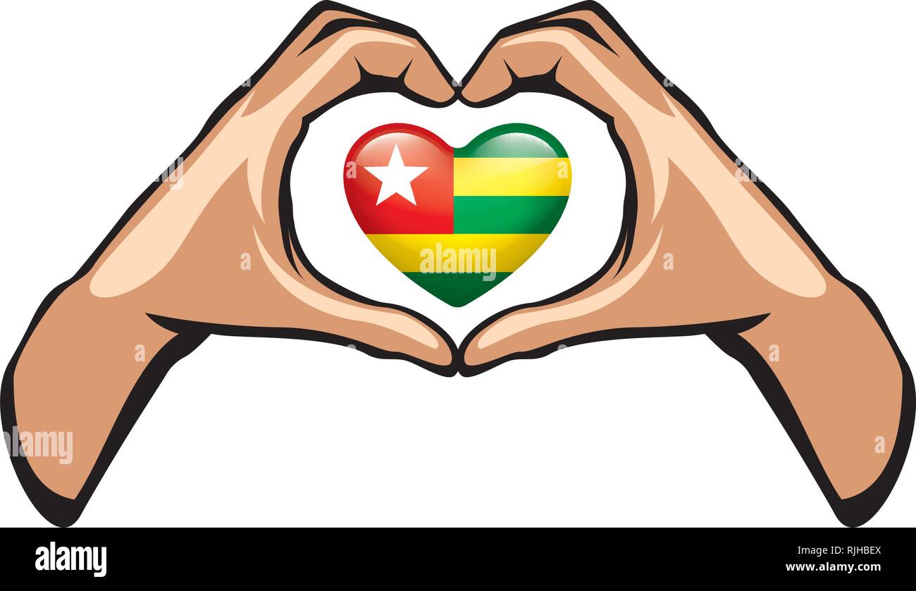 togo flag and hand on white background. Vector illustration Stock ...