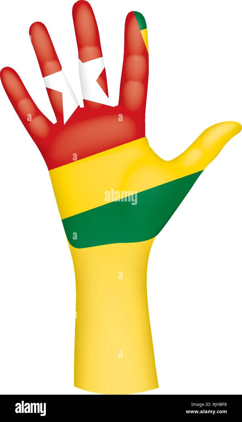 togo flag and hand on white background. Vector illustration Stock ...