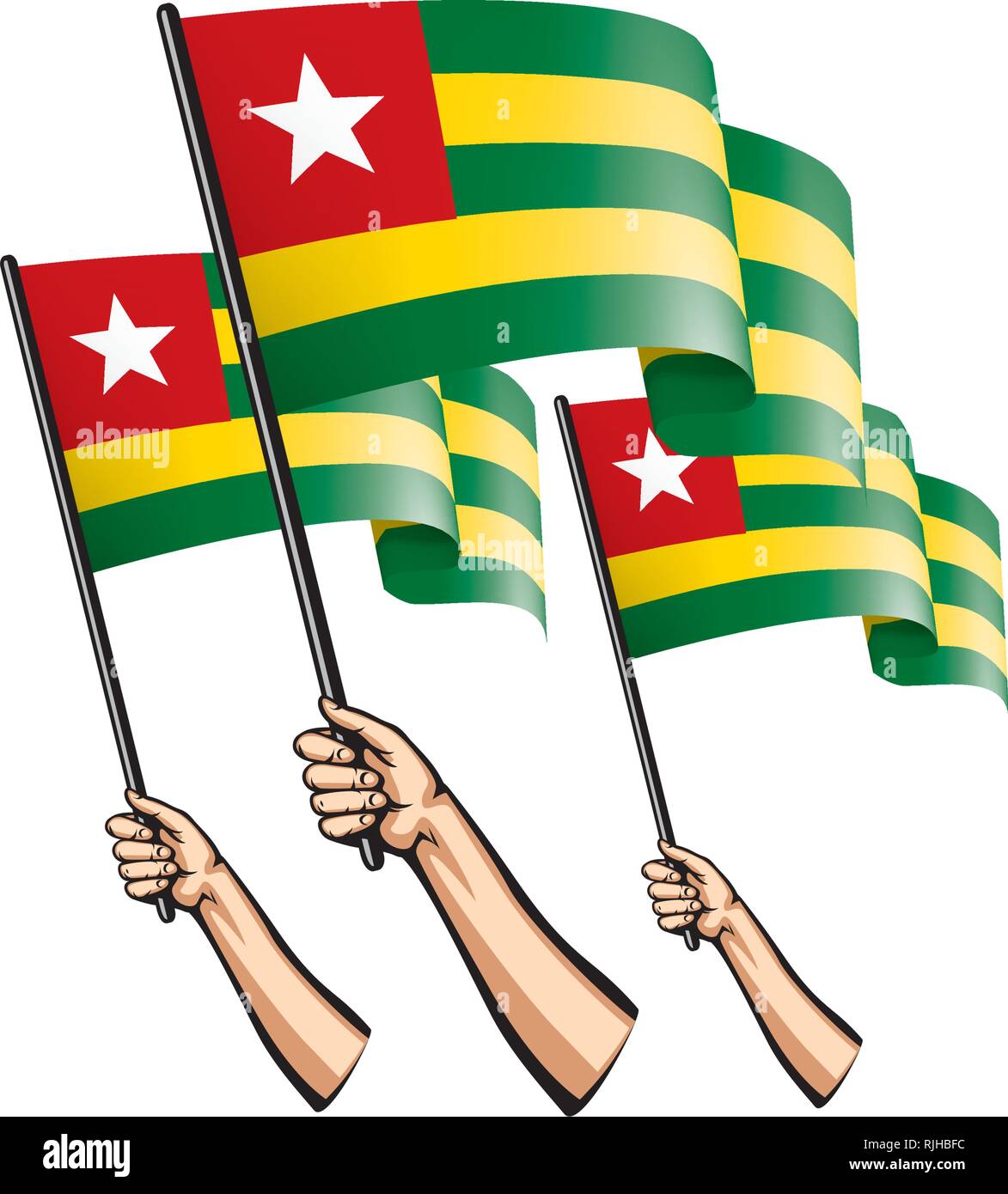 togo flag and hand on white background. Vector illustration Stock ...