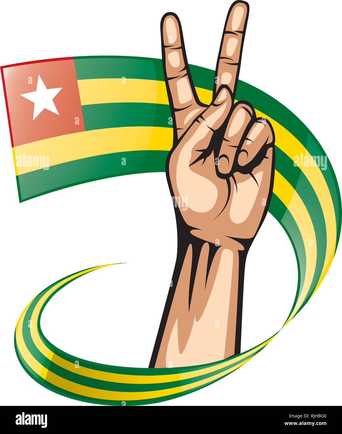 togo flag and hand on white background. Vector illustration Stock ...