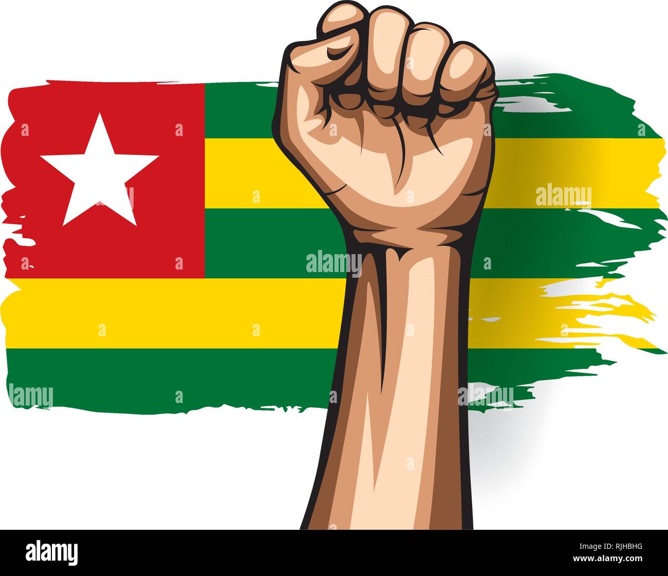 togo flag and hand on white background. Vector illustration Stock ...