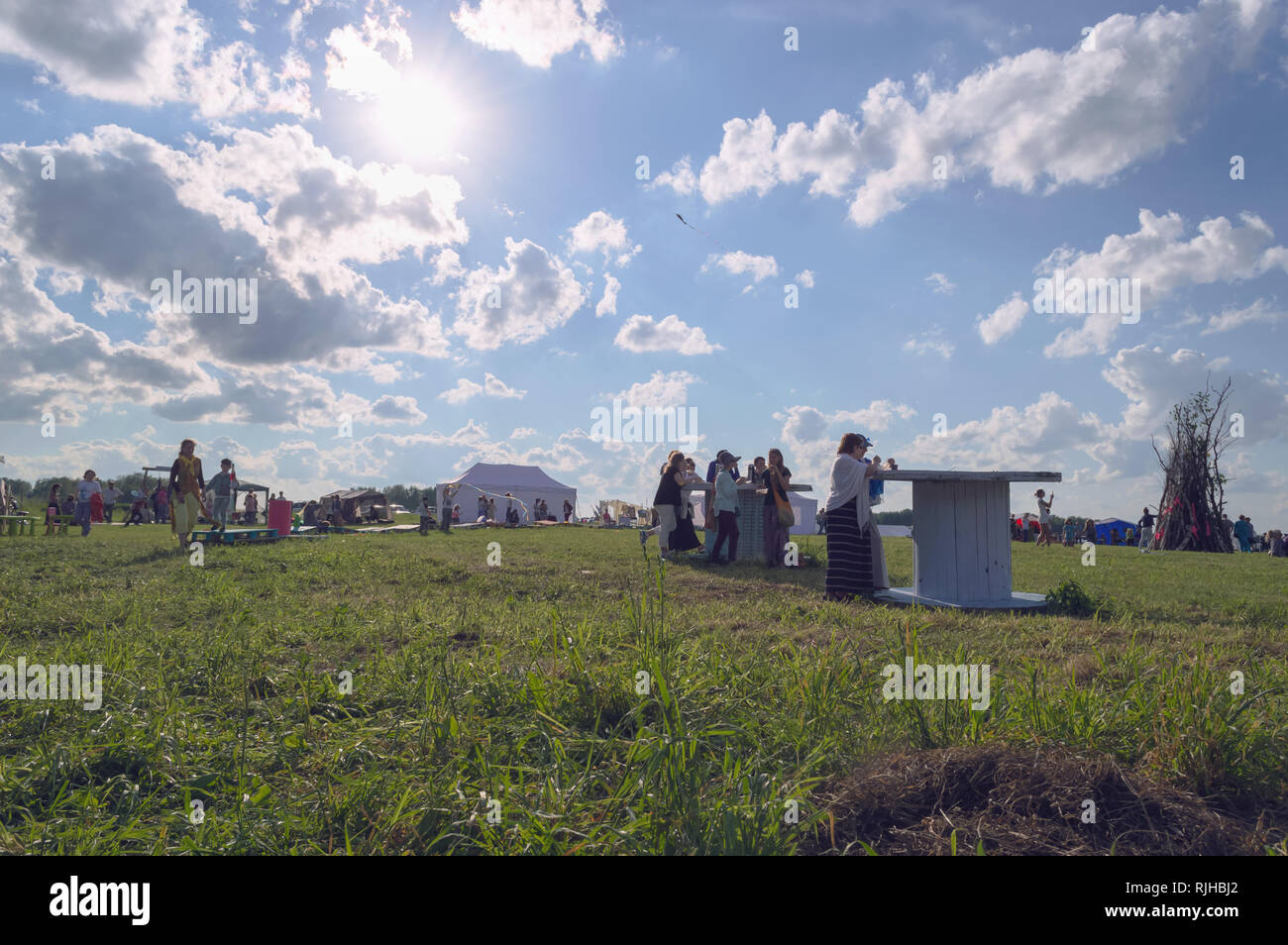 Mikrorayon Svetlyy, Novosibirsk Oblast, Russia, June 21, 2018: People ...