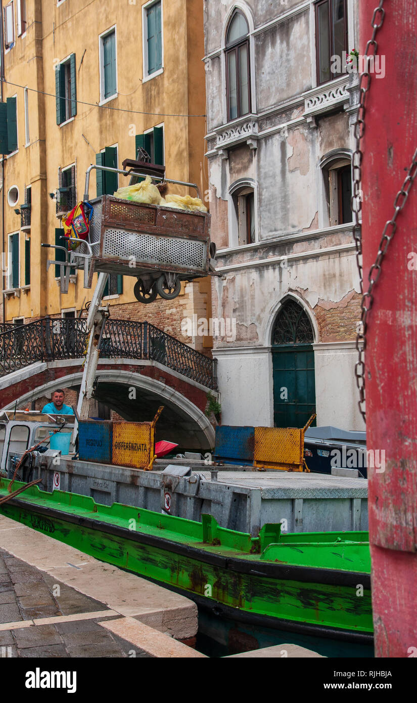 Waste collection, Venice, Italy Stock Photo - Alamy