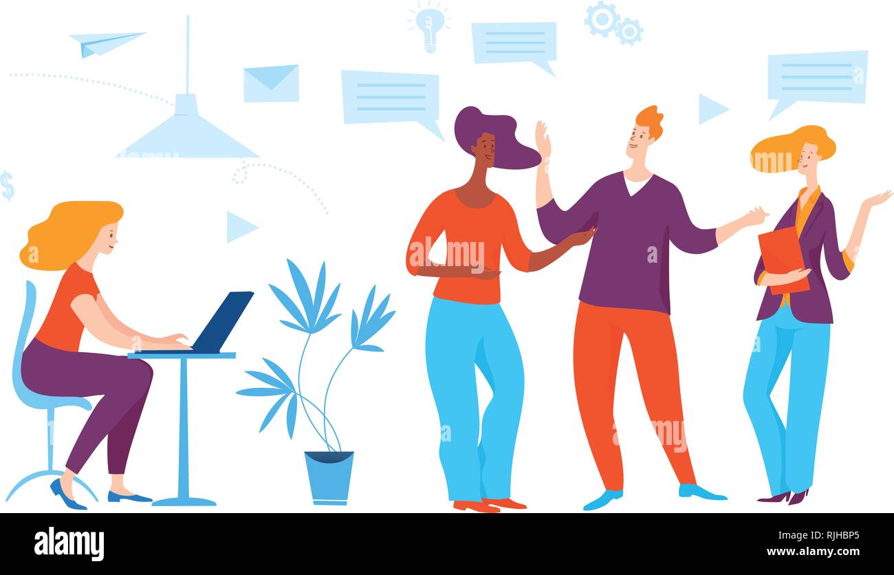Business process concept art vector illustration. People work and ...
