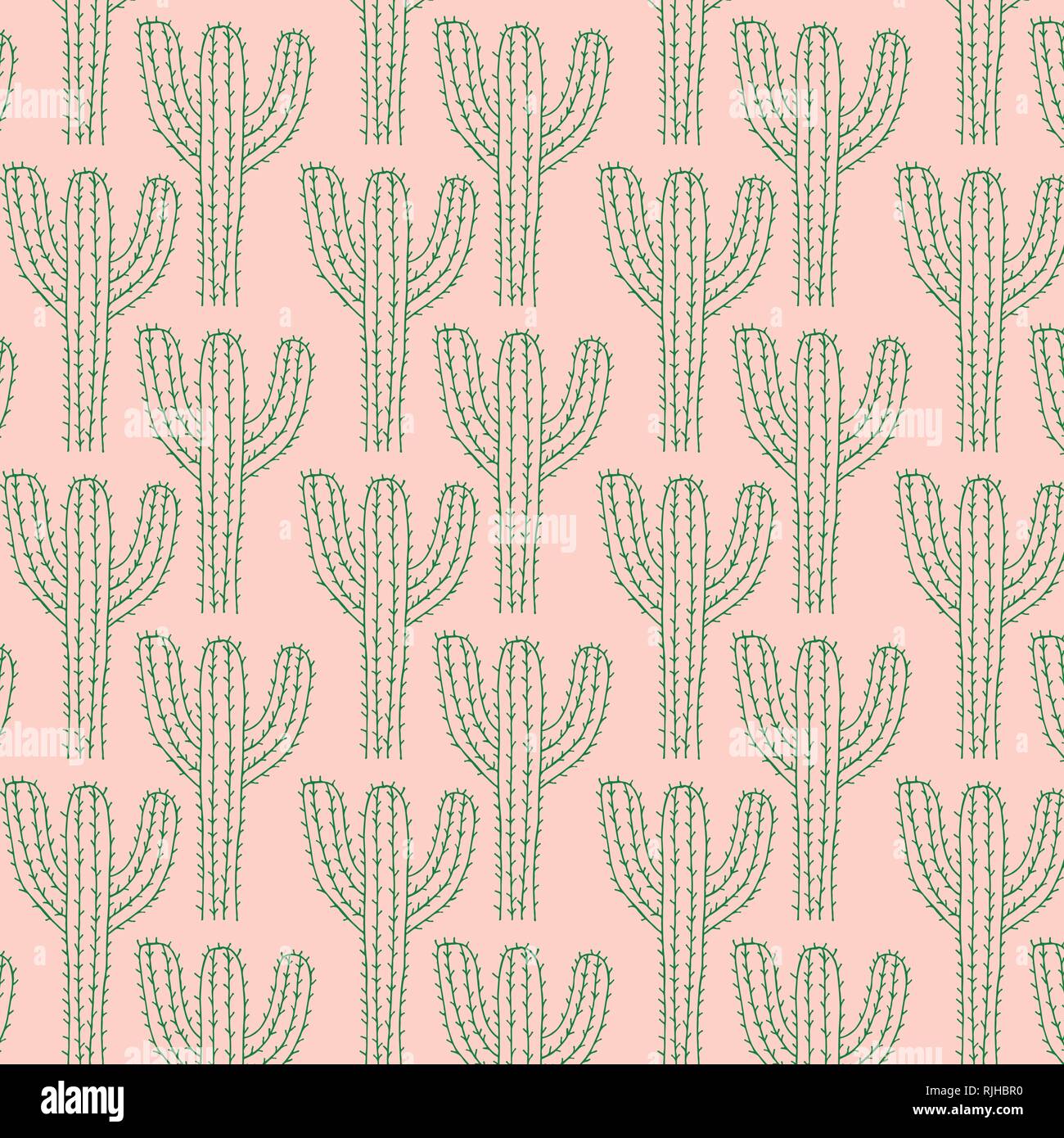 Cactus vector pattern in a pink and green color palette Stock Vector ...