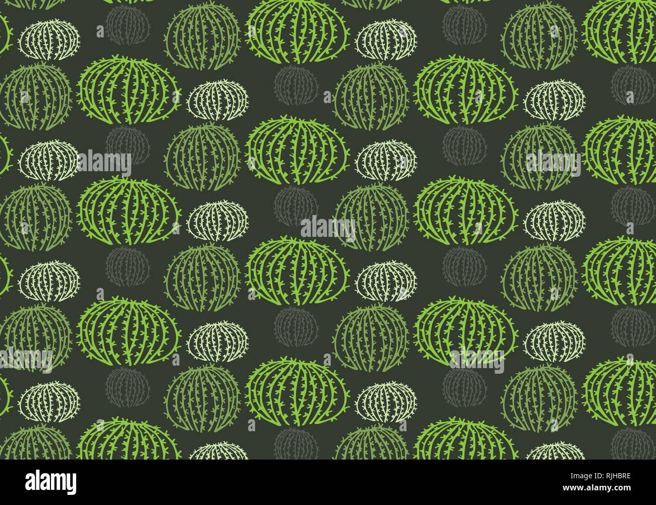 Cactus vector pattern in green colors on a dark green background Stock ...