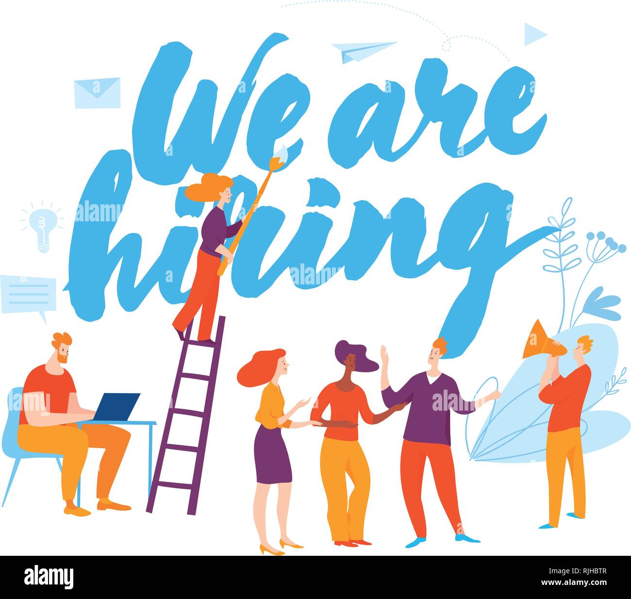 Vector job cocept illustration with people. We are hiring Stock Vector ...