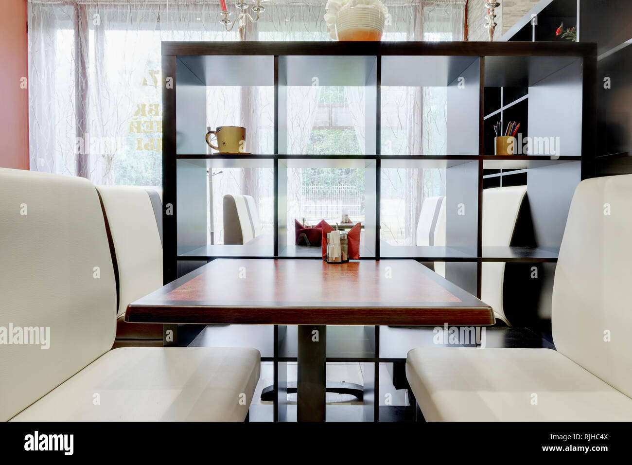 Contemporary Cafe Shelves Stock Photo - Alamy