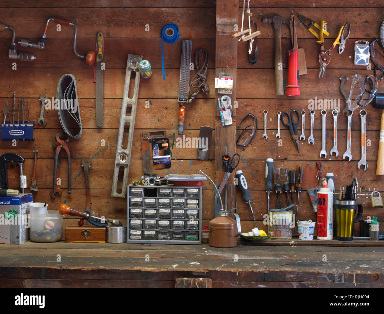 Work Bench and Tools Stock Photo - Alamy