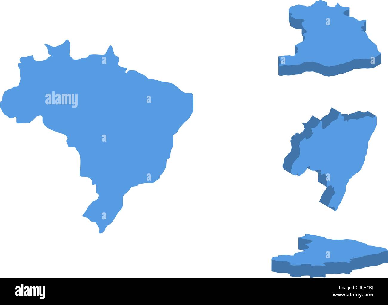 Brazil isometric map vector illustration, country isolated on a white ...