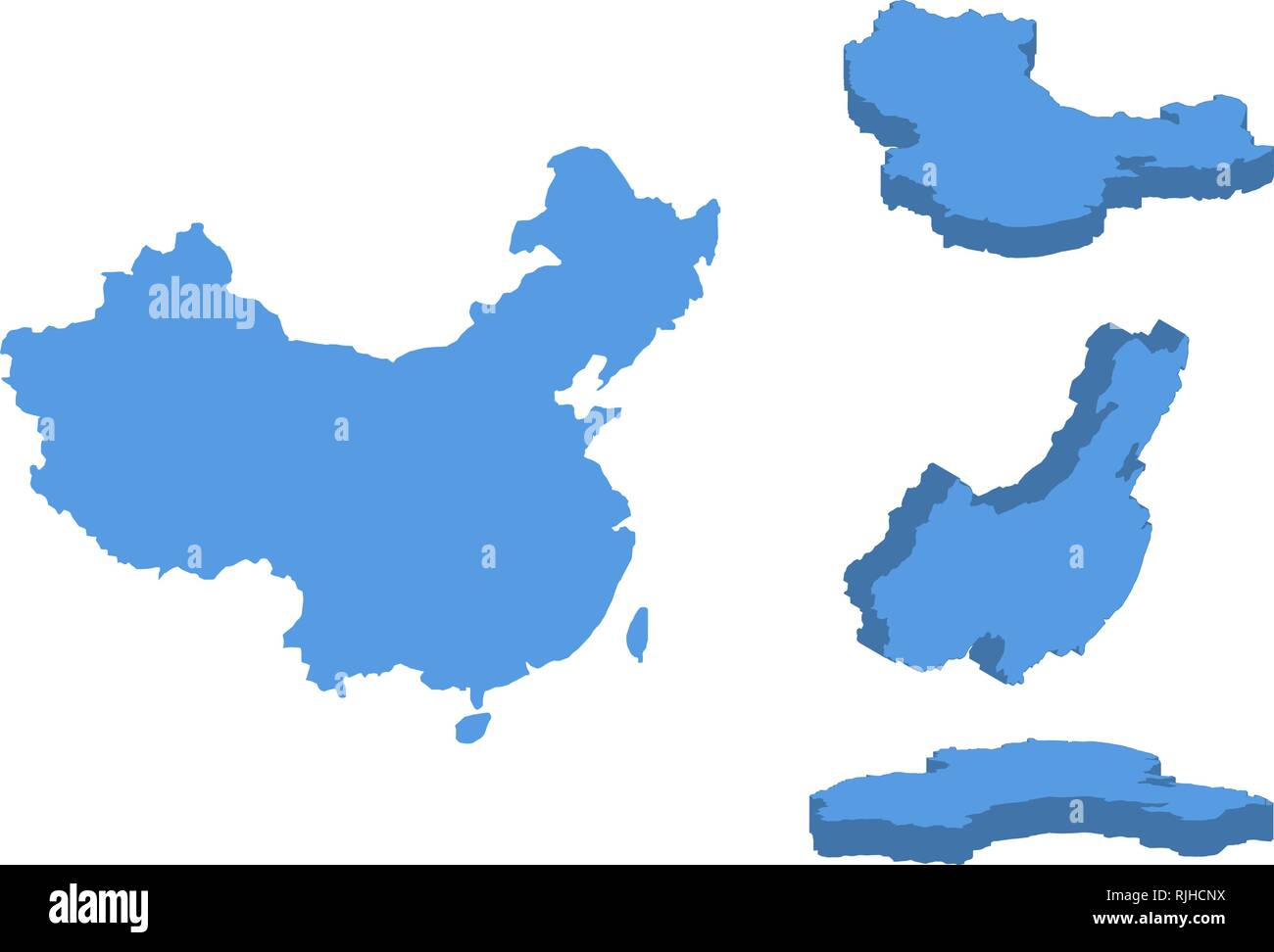 China isometric map vector illustration, country isolated on a white ...