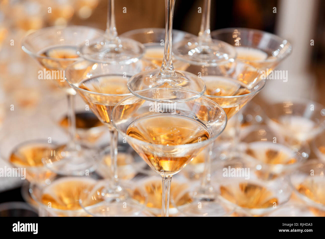 Champagne pyramid on event, party or banquet Stock Photo - Alamy