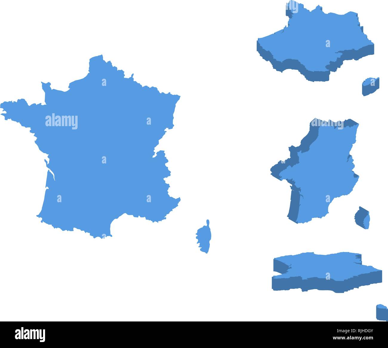 France isometric map vector illustration, country isolated on a white ...