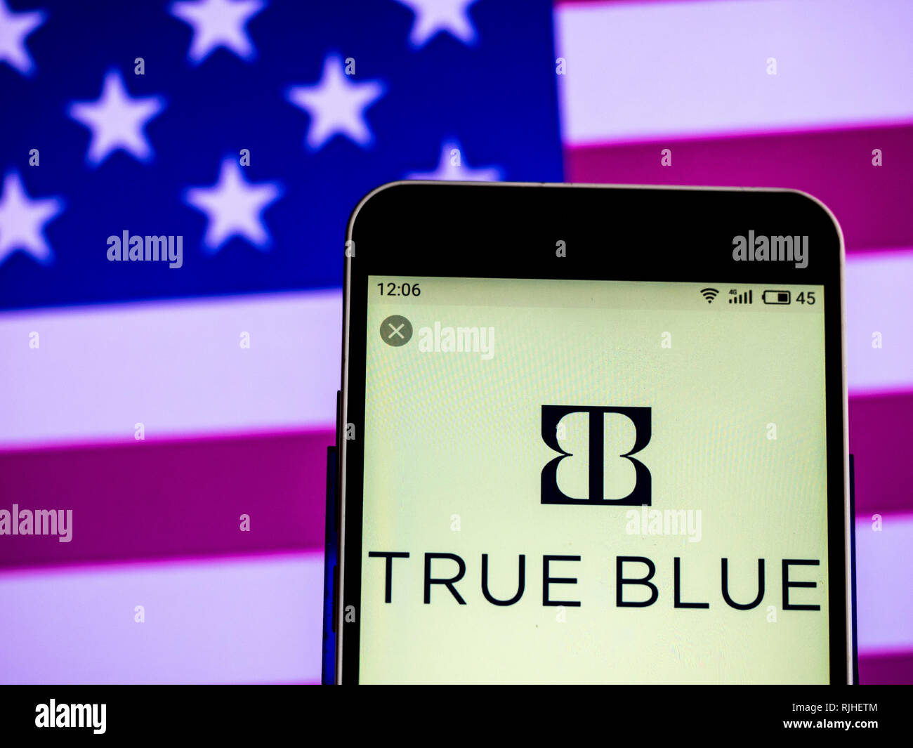 TrueBlue Company logo seen displayed on smart phone Stock Photo - Alamy