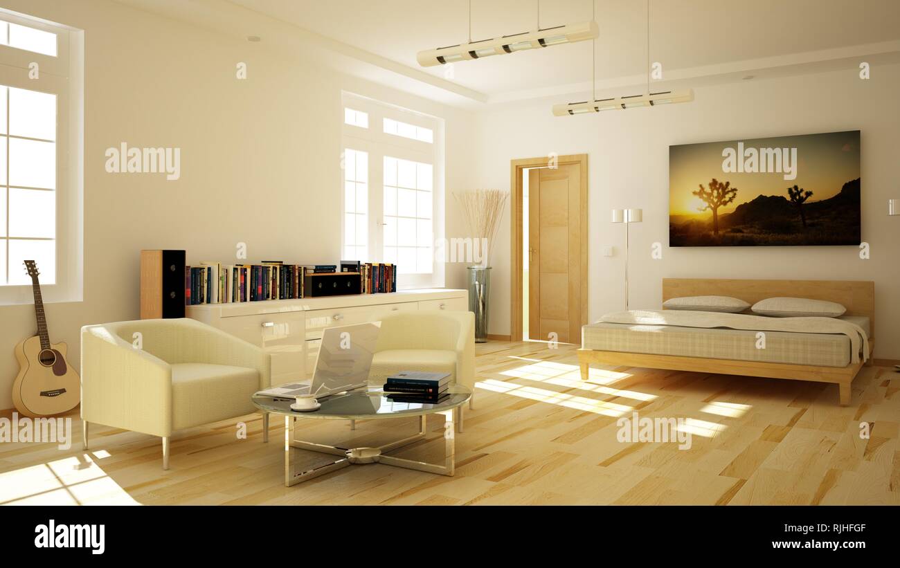 3D rendered bed room Stock Photo - Alamy