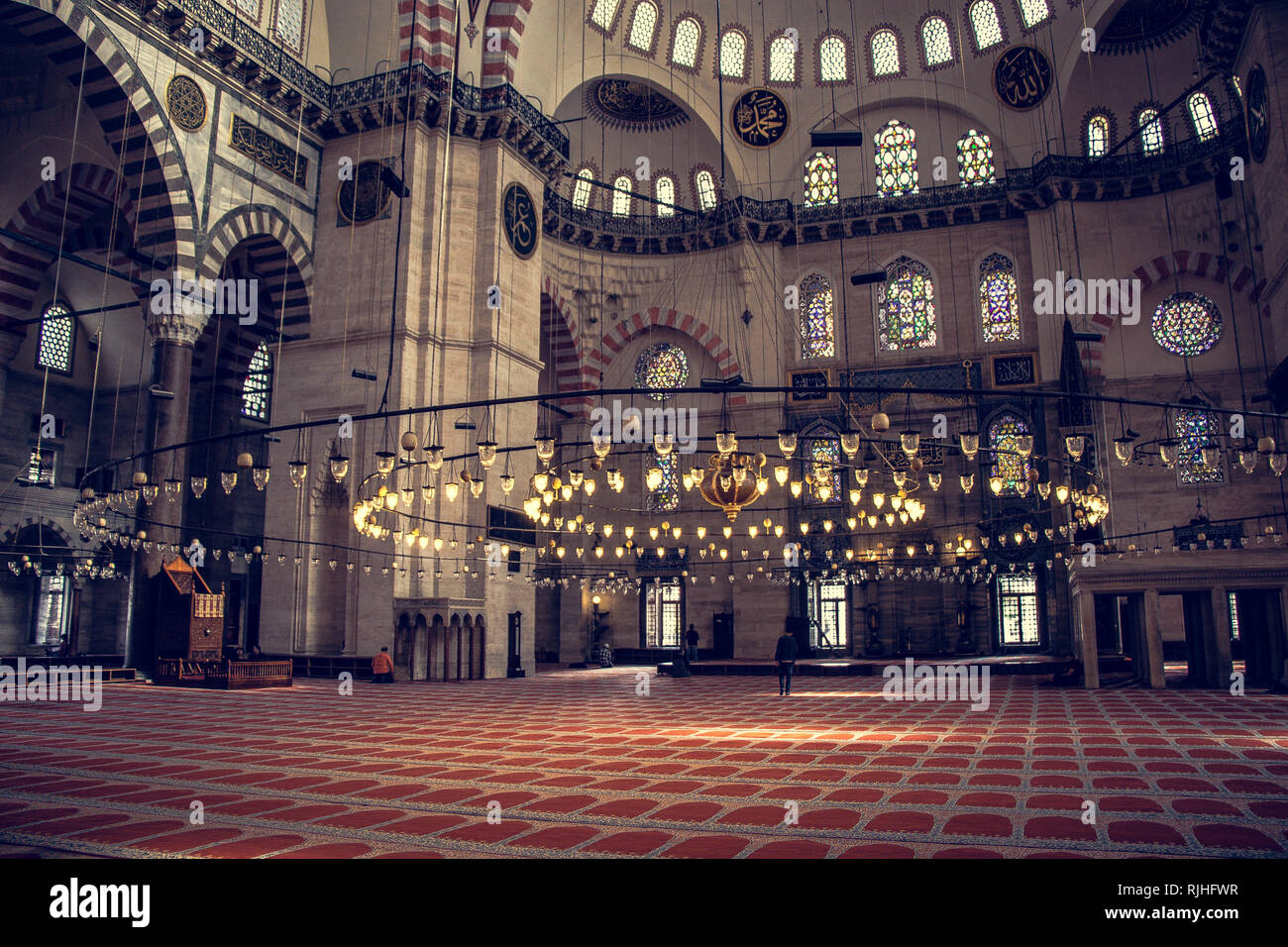 Interior of Ottoman style mosque with a huge pillars and arches Stock ...
