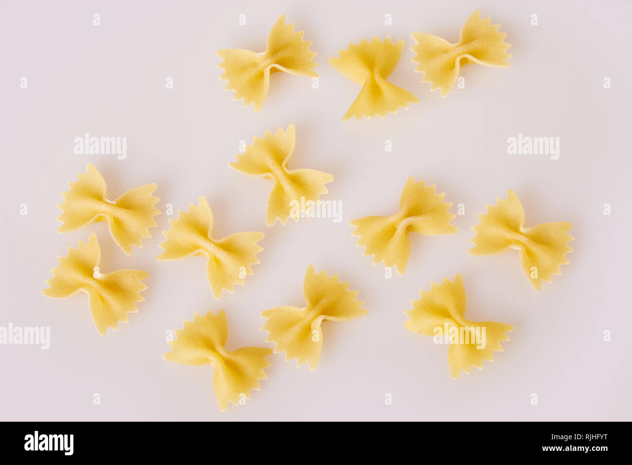 bow tie pasta isolated on white background, top view. Farfalle Pasta ...