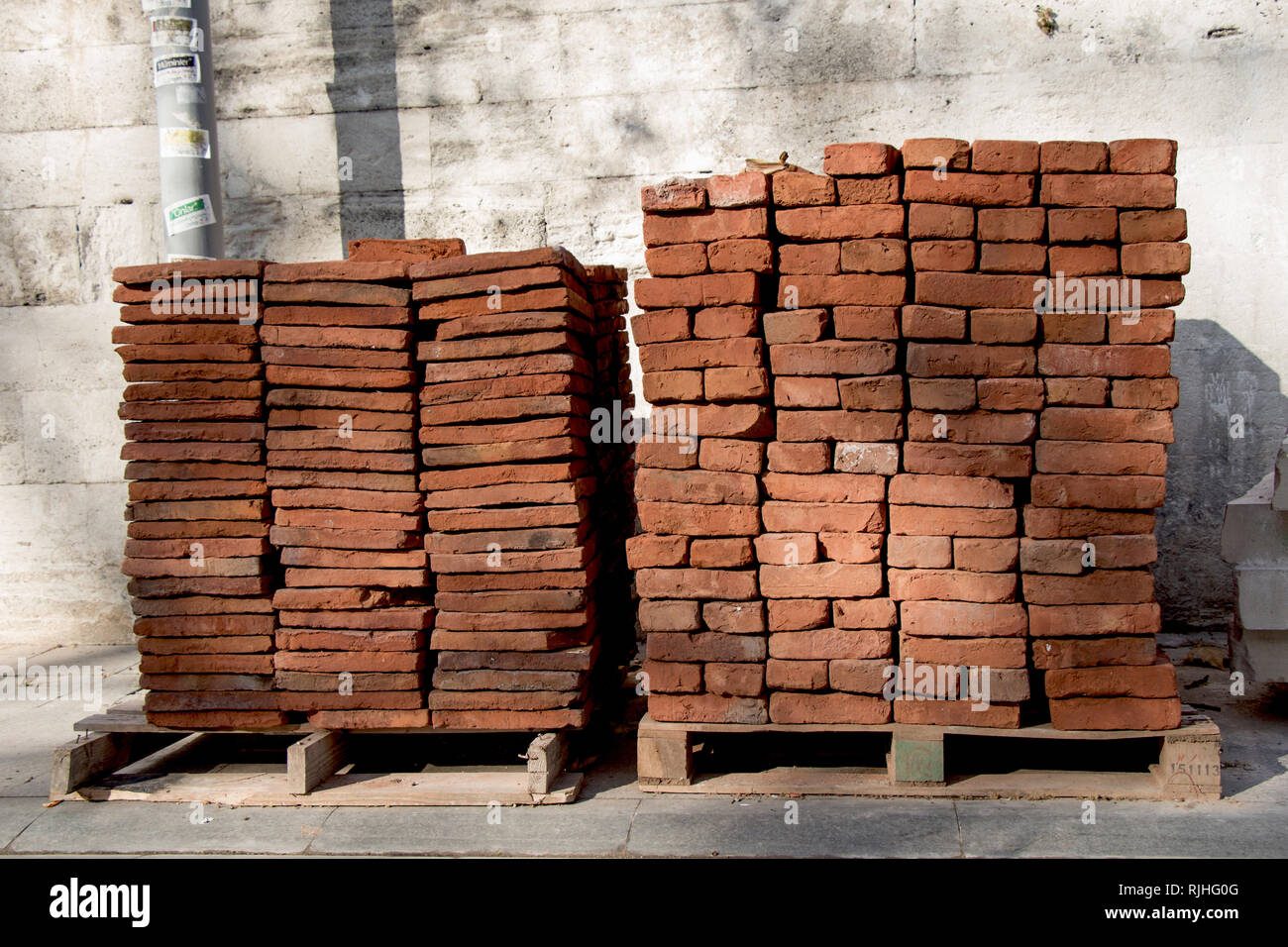 Pile of brick block used for industrial in residential building Stock ...