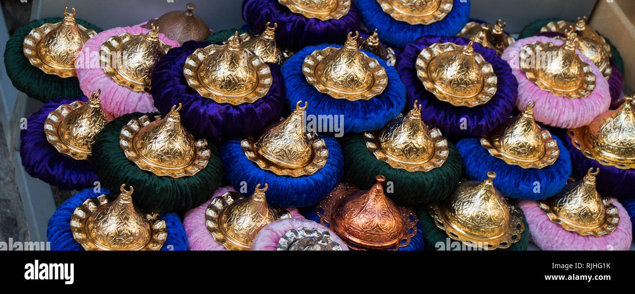 Handmade multicolor Turkish cups or plates in view in market Stock ...