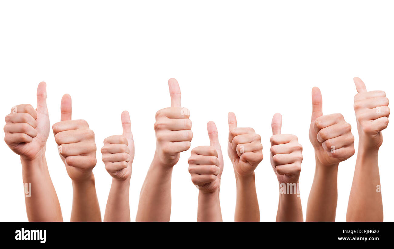 many thumbs up Stock Photo - Alamy