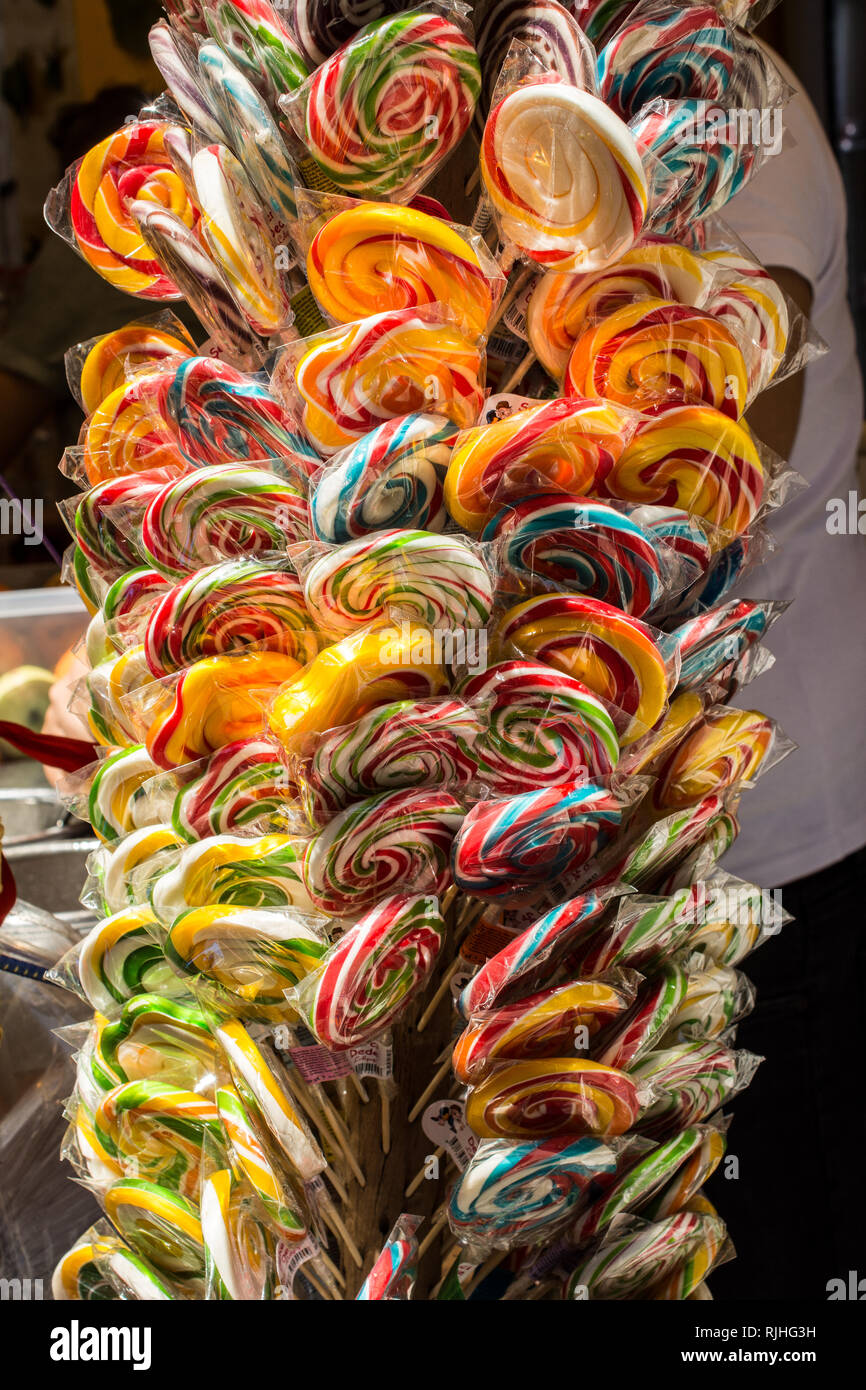 Group of round colored lollipops in the view Stock Photo - Alamy