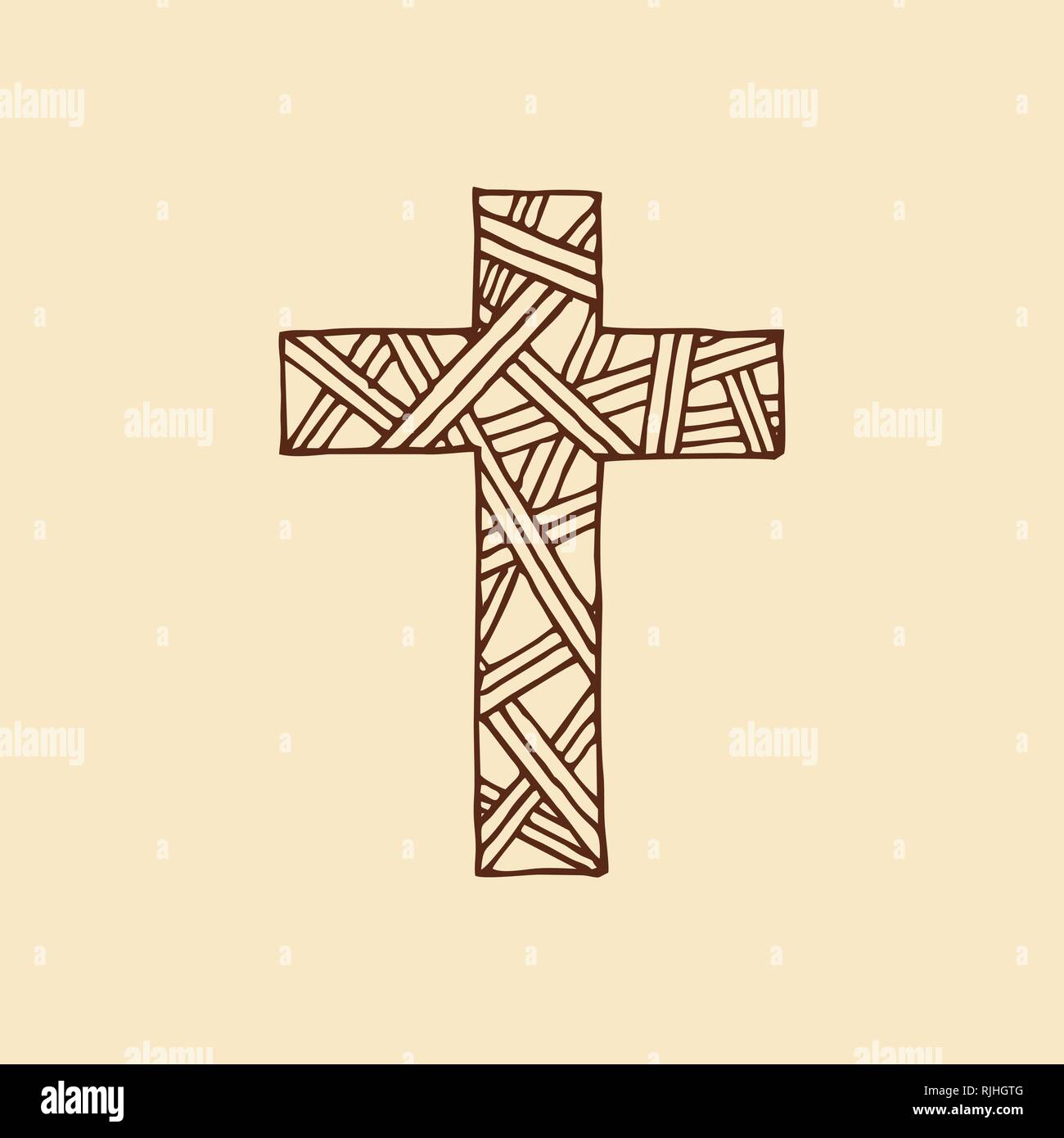 Cross of the Lord and Savior Jesus Christ with interlacings, hand-drawn ...