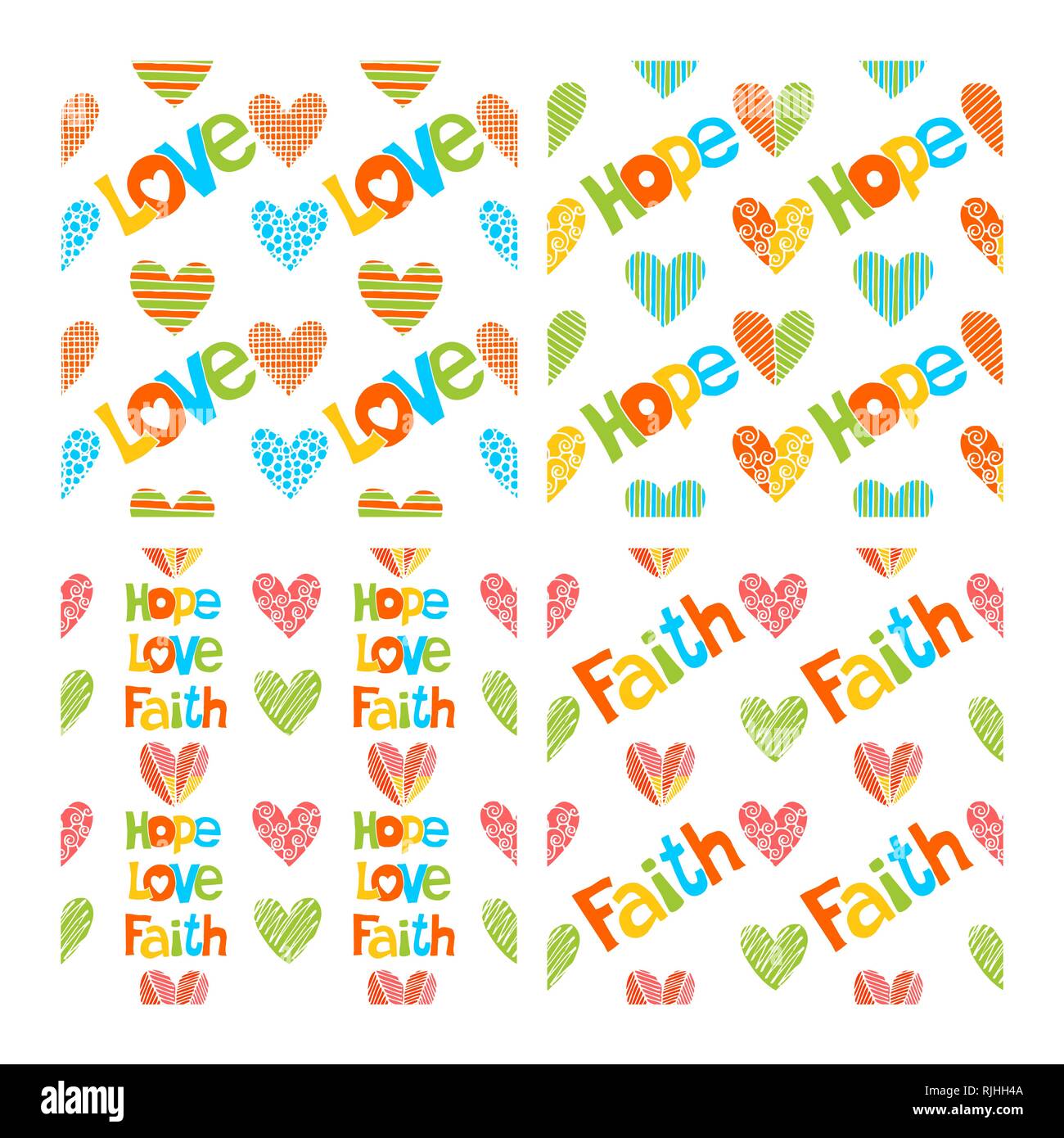 Vector set of hand drawn christian seamless pattern made with ink ...