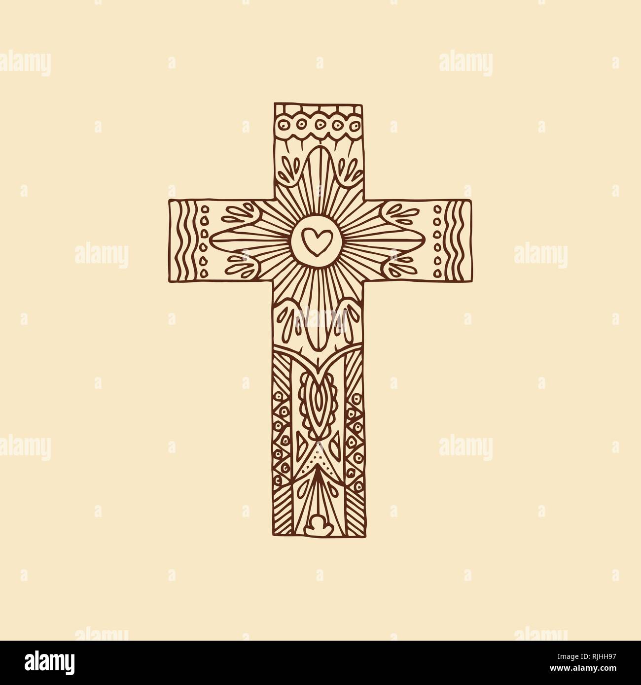 Cross of the Lord and Savior Jesus Christ hand-drawn. Doodle and design ...
