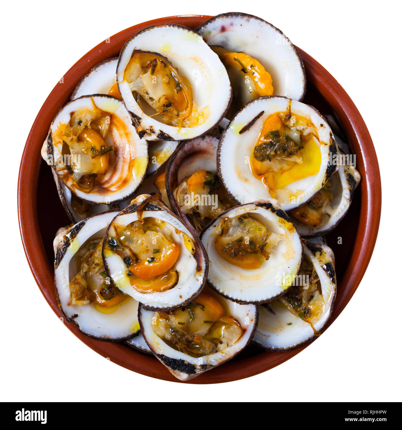 Delicious baked in oven Dog cockles (bivalve shellfishes) served in ...