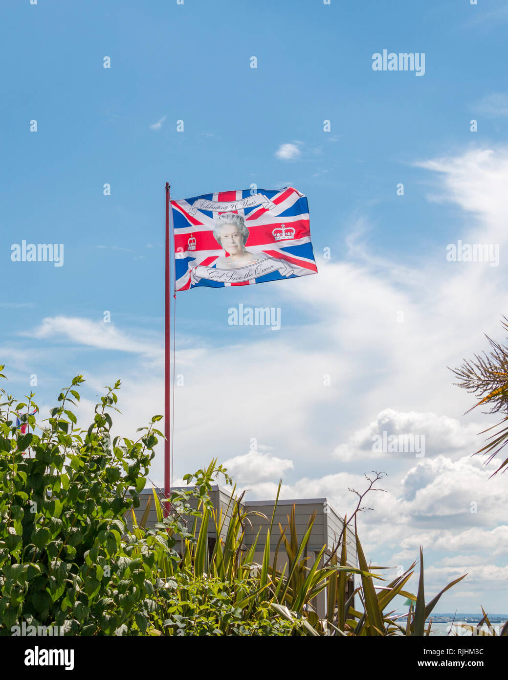 British flag with the Queen's Elizabeth II face in it to commemorate ...