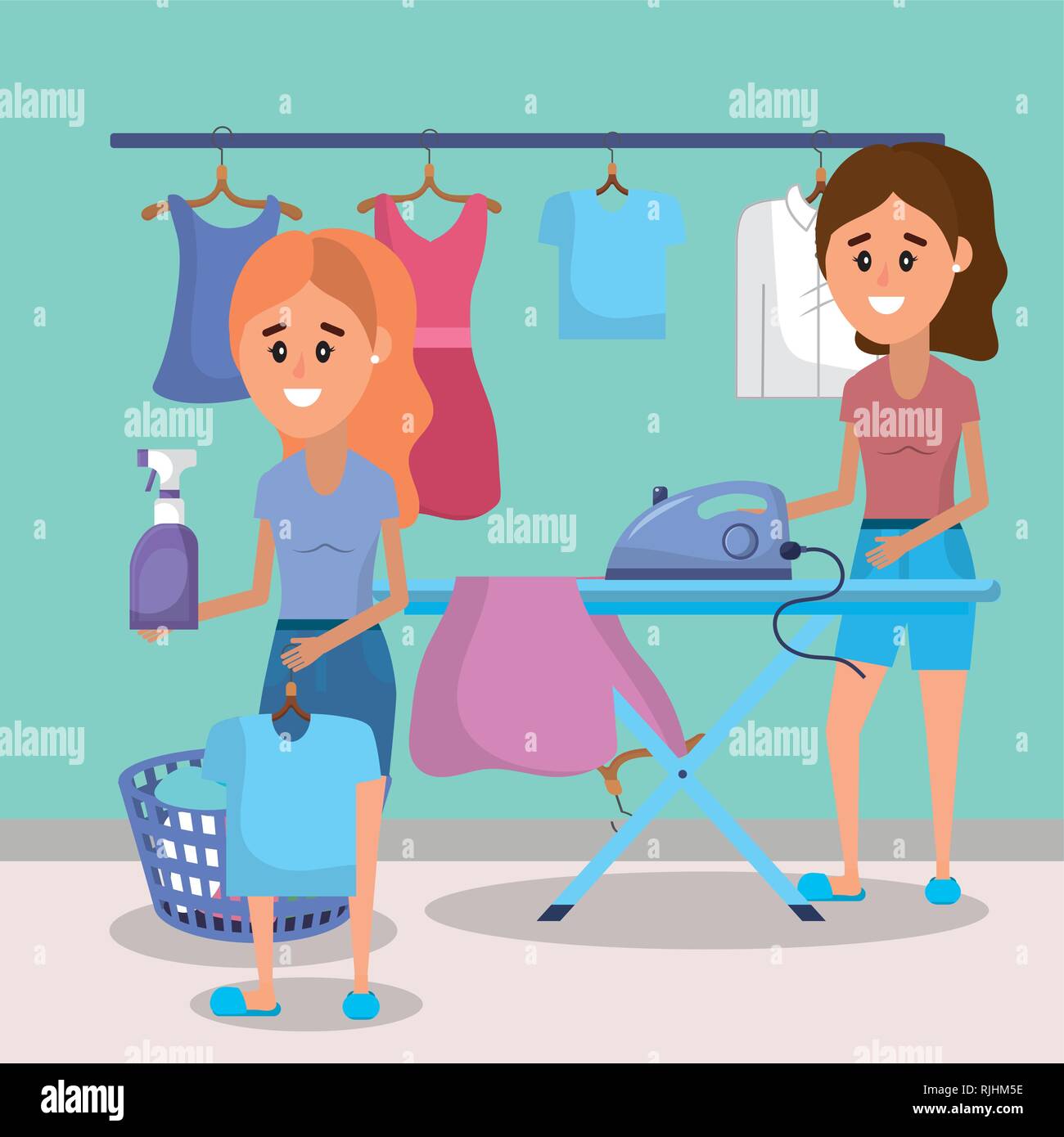Women on laundry Stock Vector Image & Art - Alamy