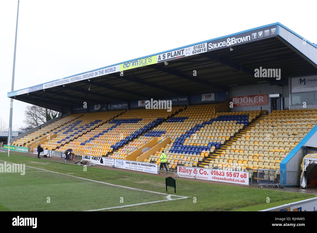 Mansfield fans in the stand at the one call stadium hi-res stock ...