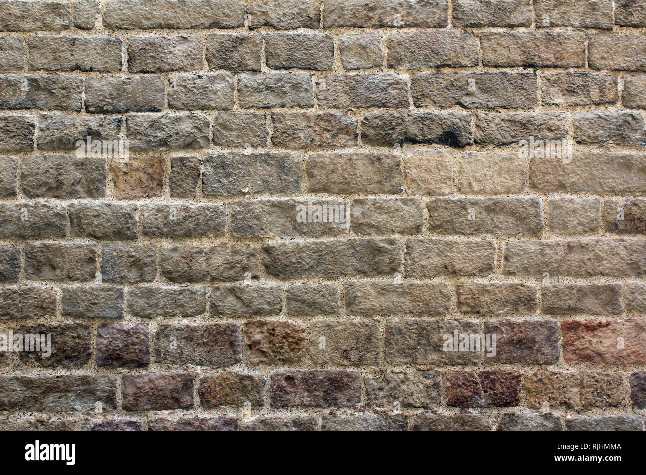 Texture of moss on old stone brick wall, Basilica of Santa Maria del ...