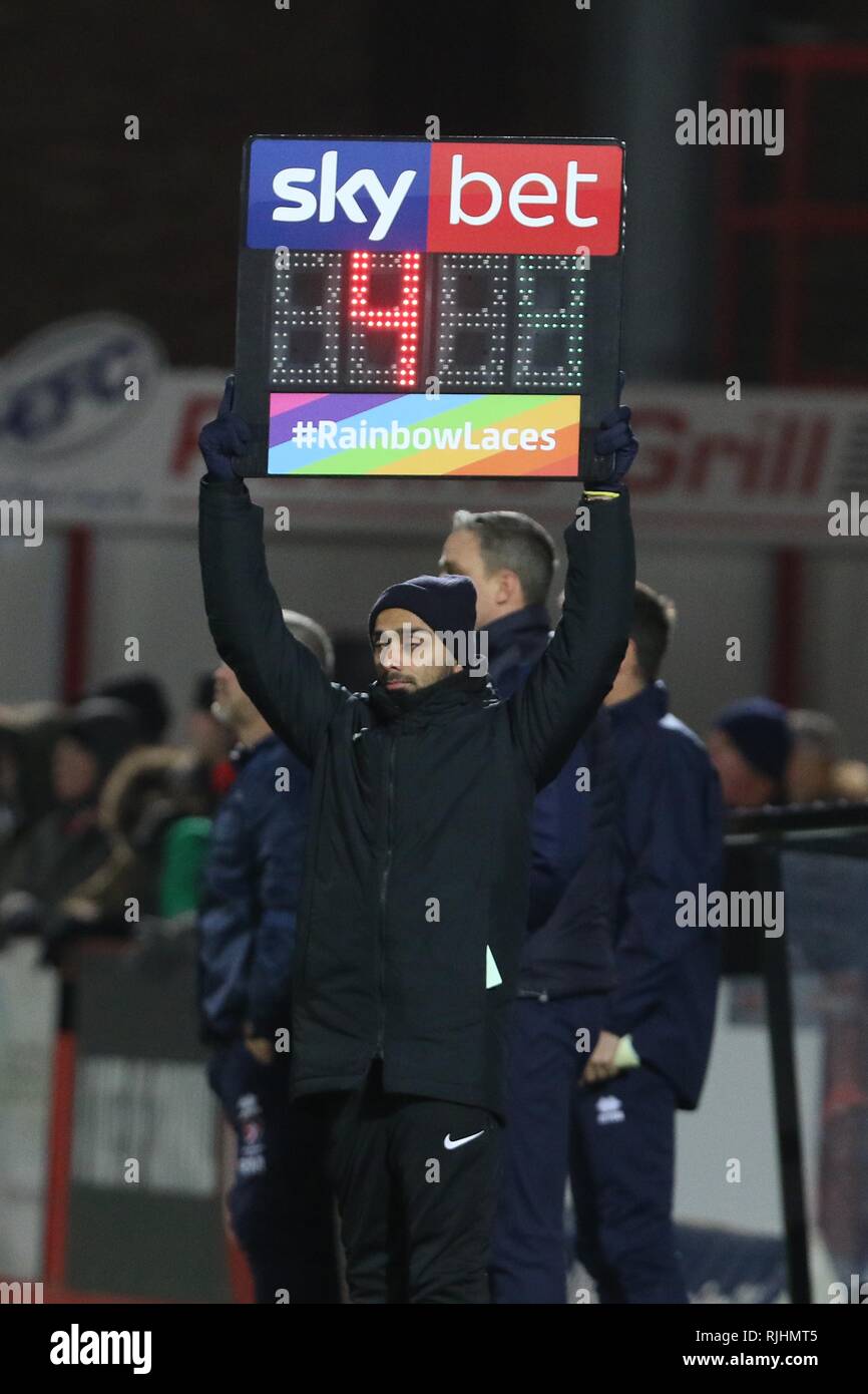 4th official at Cheltenham Town FC's home ground the Jonny Rocks ...