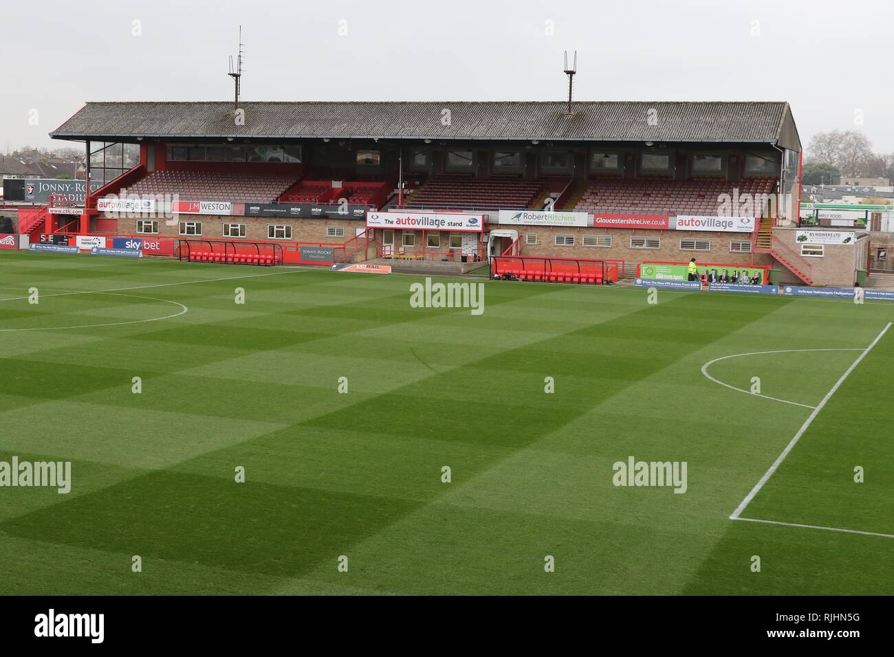 Cheltenham Town FC's home ground the Jonny Rocks Stadium, Whaddon Road ...