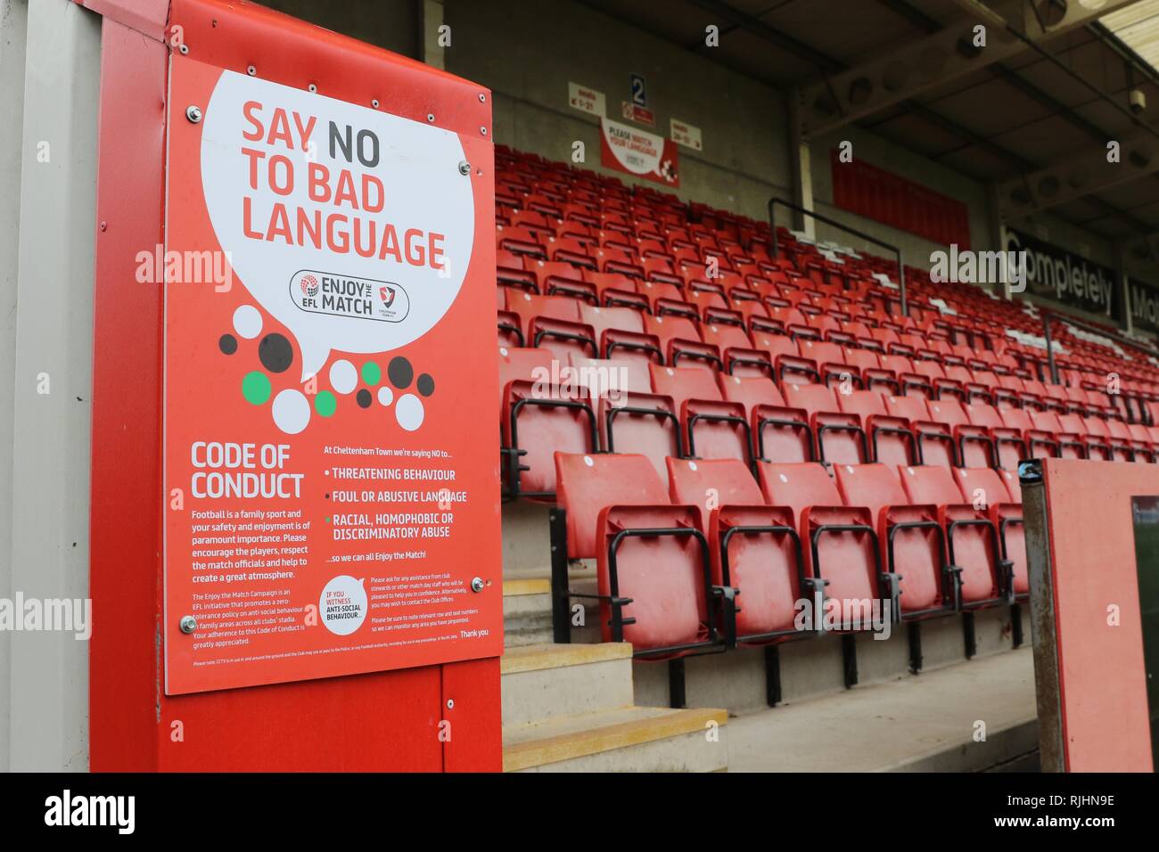 Cheltenham Town FC's home ground the Jonny Rocks Stadium, Whaddon Road ...