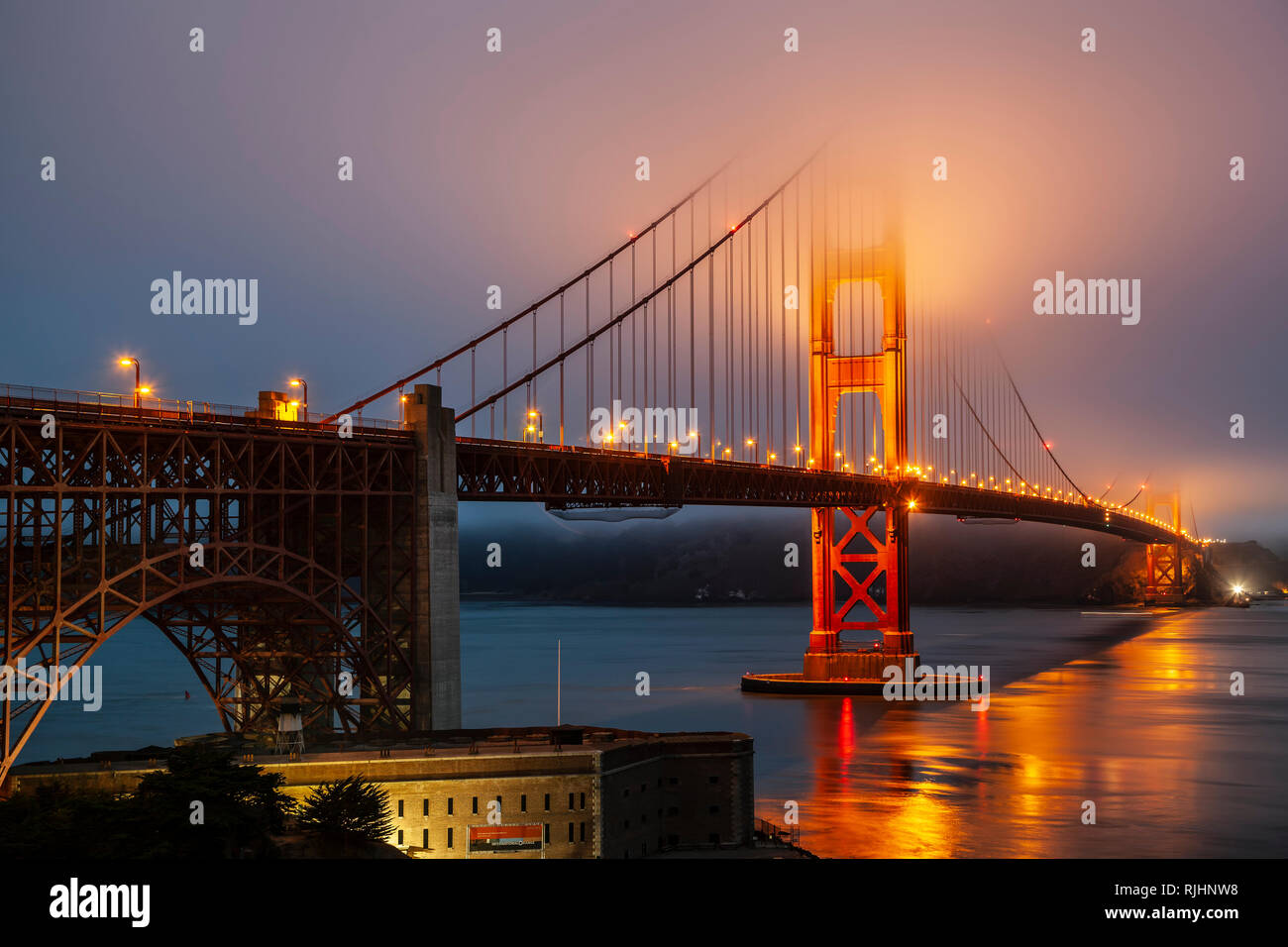 Golden Gate Bridge At Night Fog