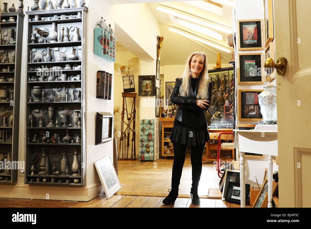 Artist PJ Crook at her home and studio in Bishop's Cleeve Stock Photo ...