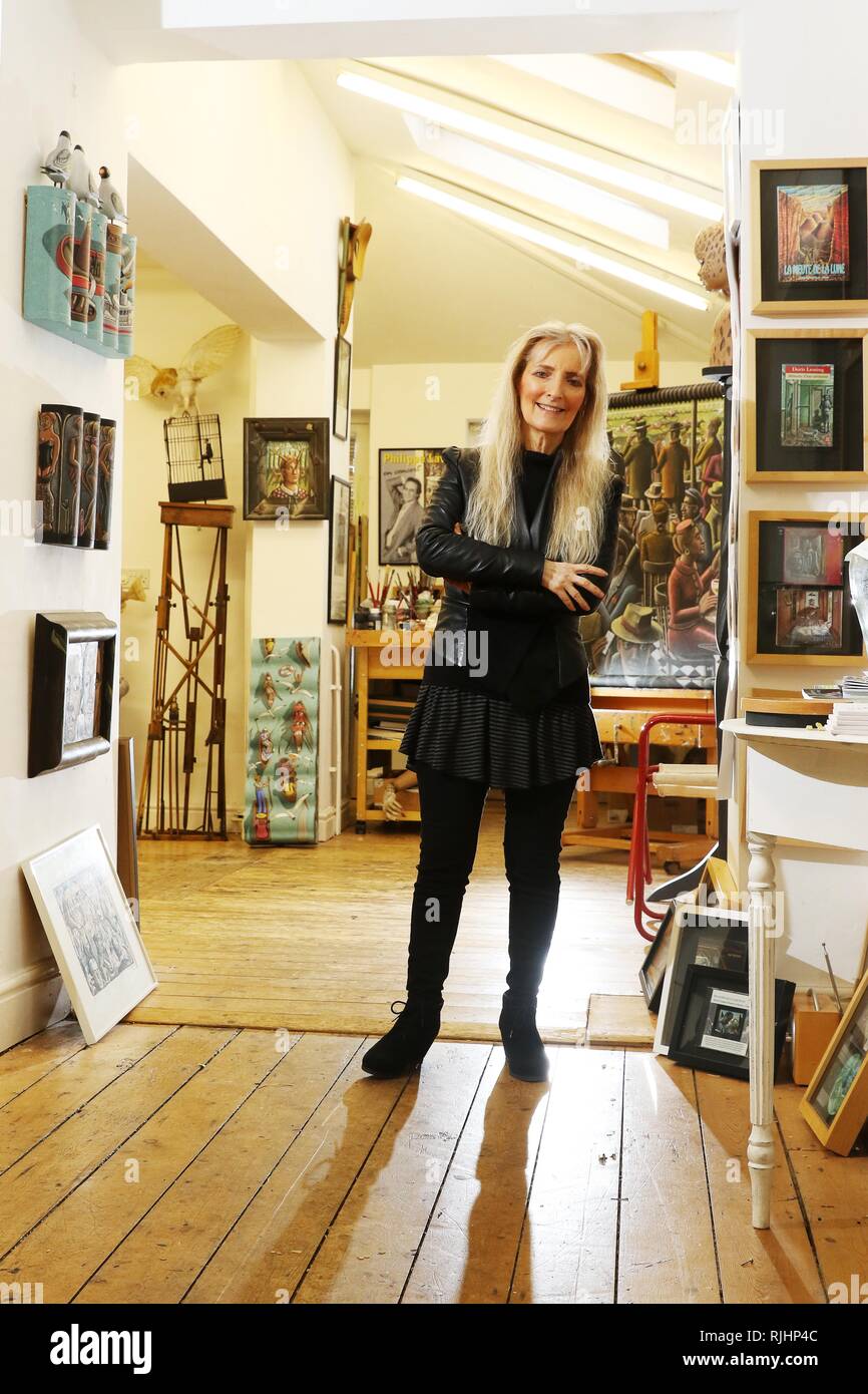 Artist PJ Crook at her home and studio in Bishop's Cleeve Stock Photo ...