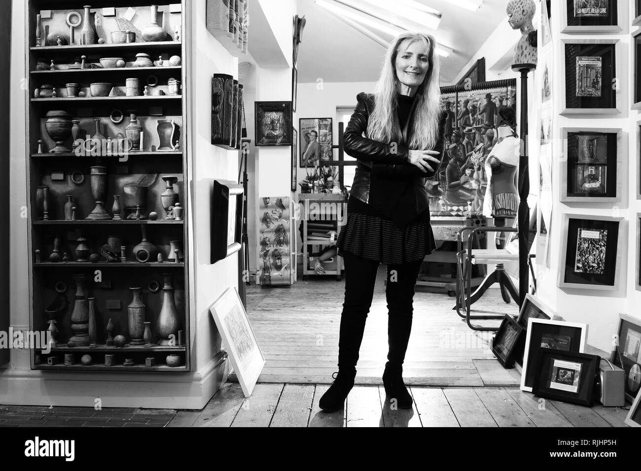 Artist PJ Crook at her home and studio in Bishop's Cleeve Stock Photo ...