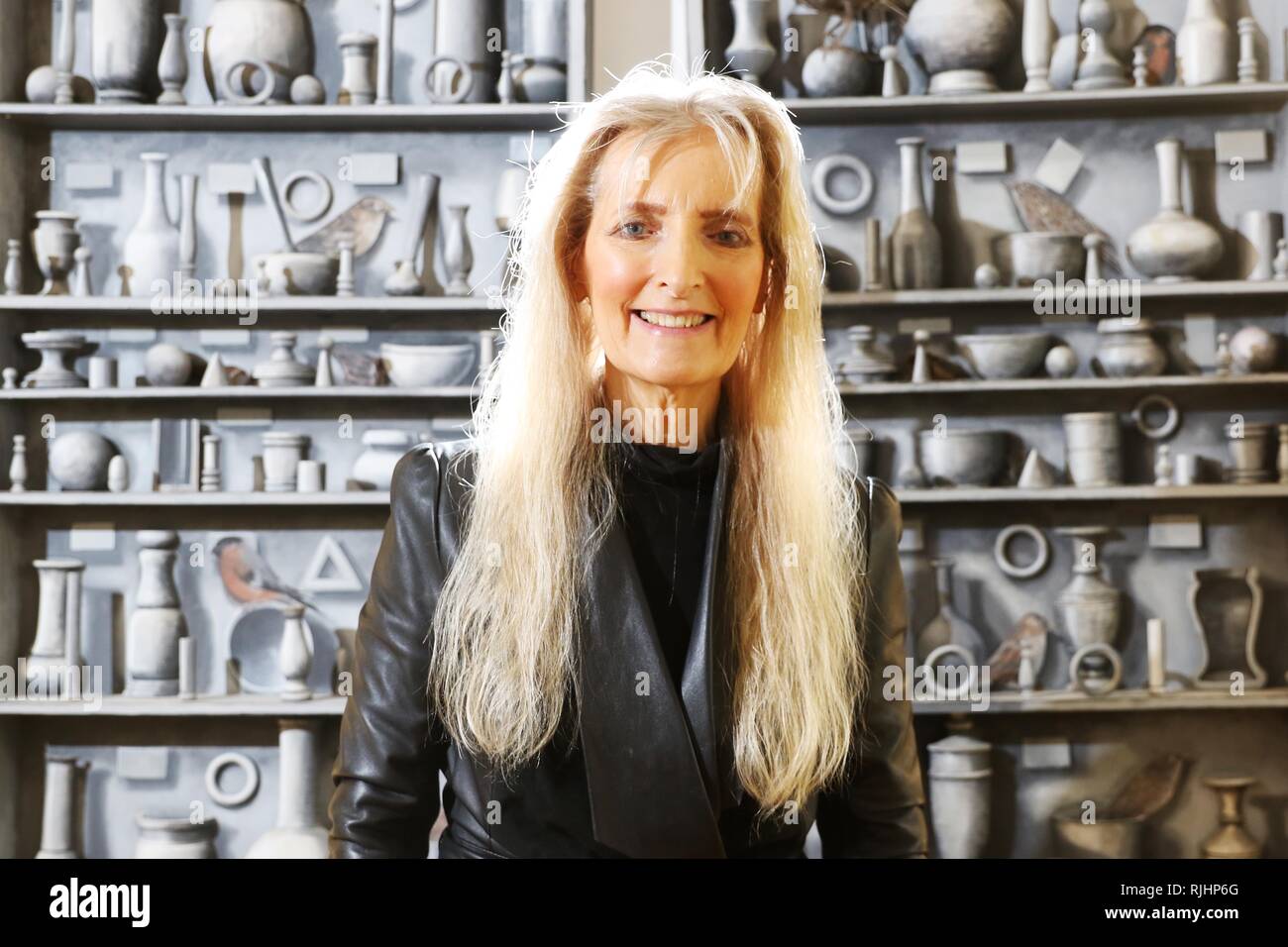 Artist PJ Crook at her home and studio in Bishop's Cleeve Stock Photo ...