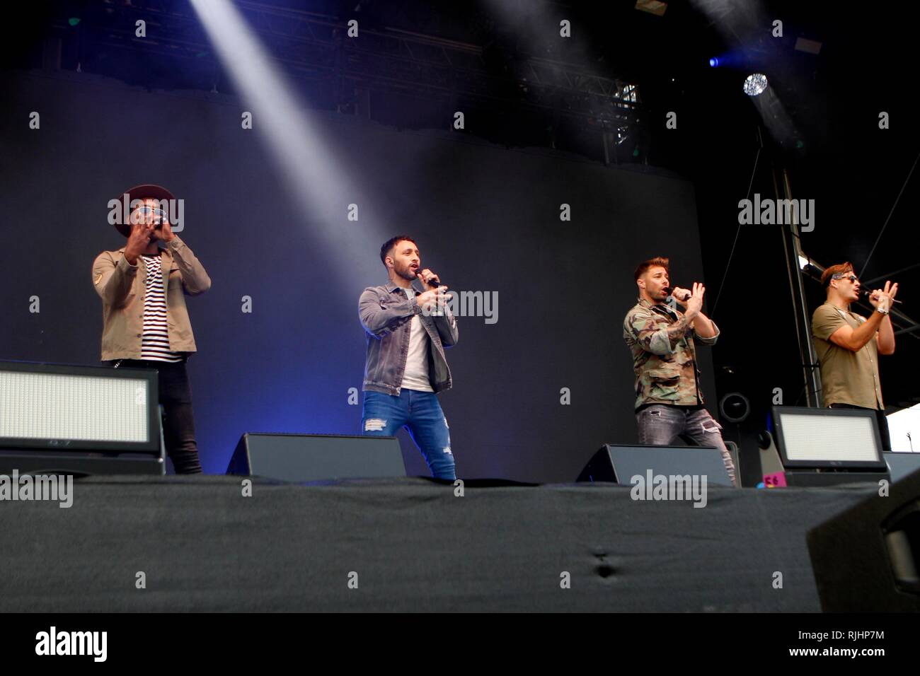 Boy band Blue on stage, taking part in The Grandslam 2018: Summer of ...