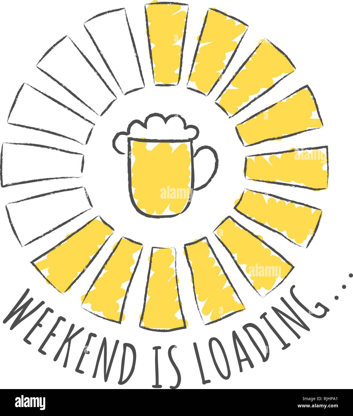Round progress bar with inscription - Week end is loading and beer ... Round progress bar with inscription - Week end is loading and beer ...