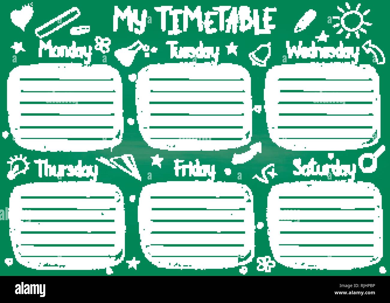 School timetable template on chalk board with hand written chalk text ...