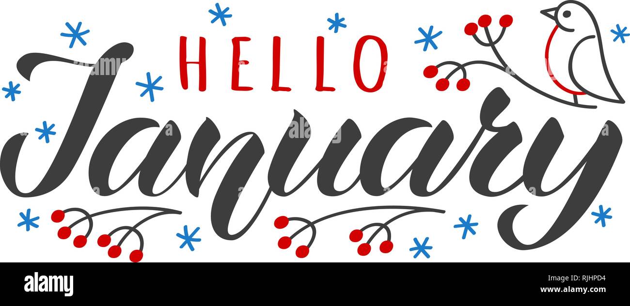 Hello January Clipart Vectors