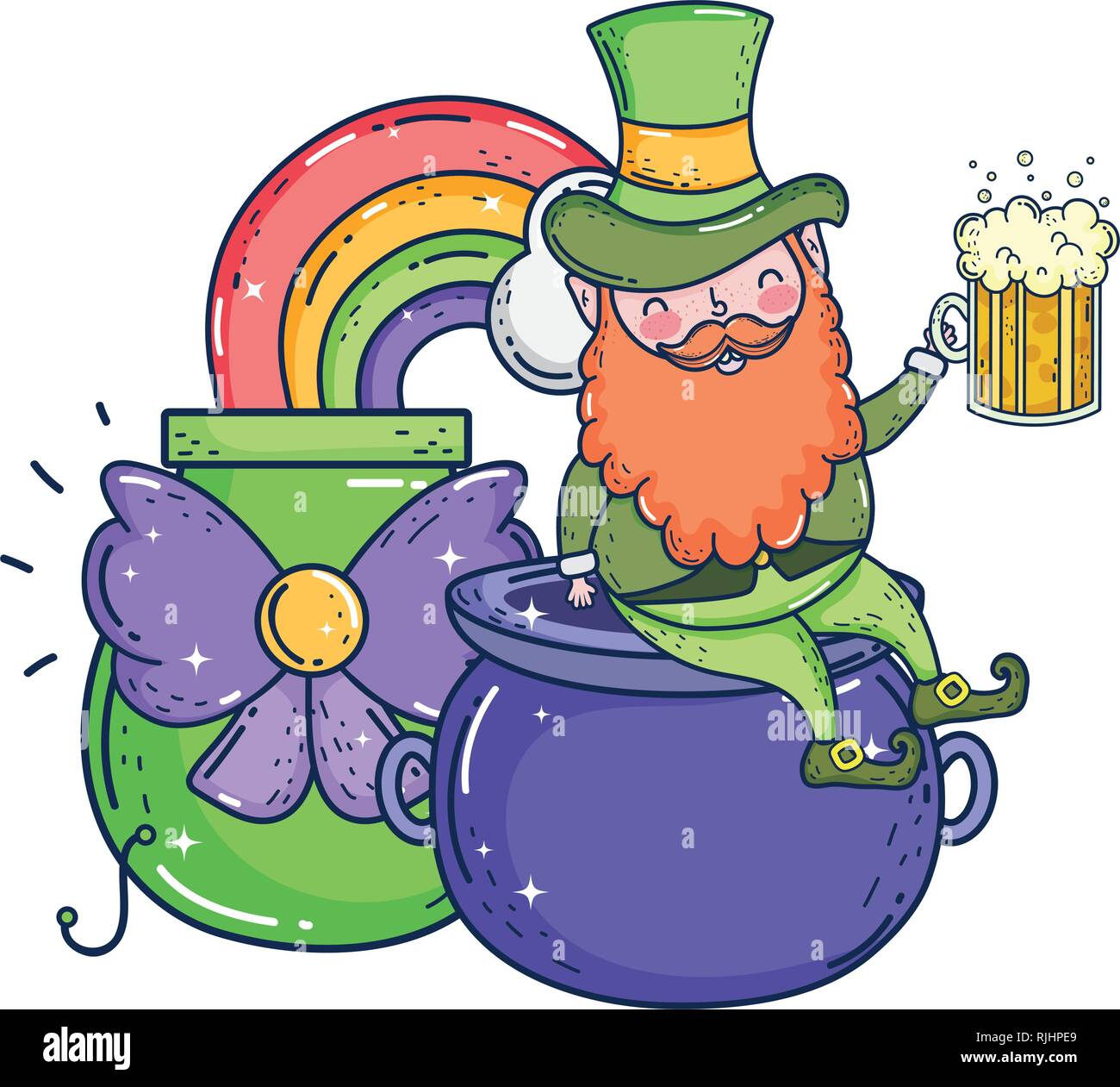 st patricks day leprechaun with rainbow Stock Vector Image & Art - Alamy