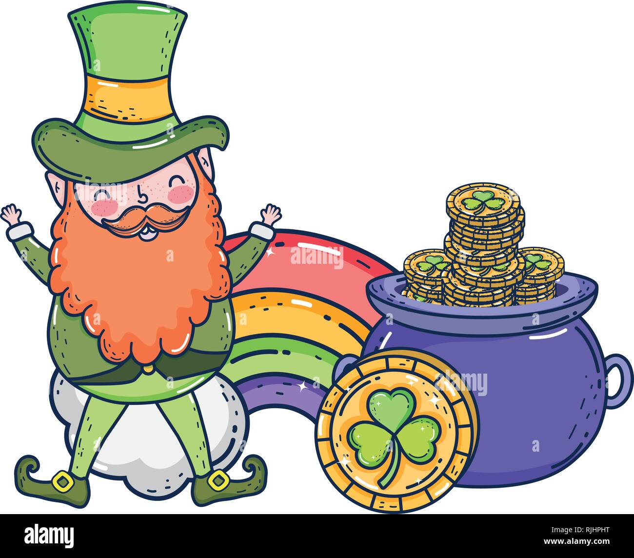 st patricks day leprechaun with rainbow Stock Vector Image & Art - Alamy